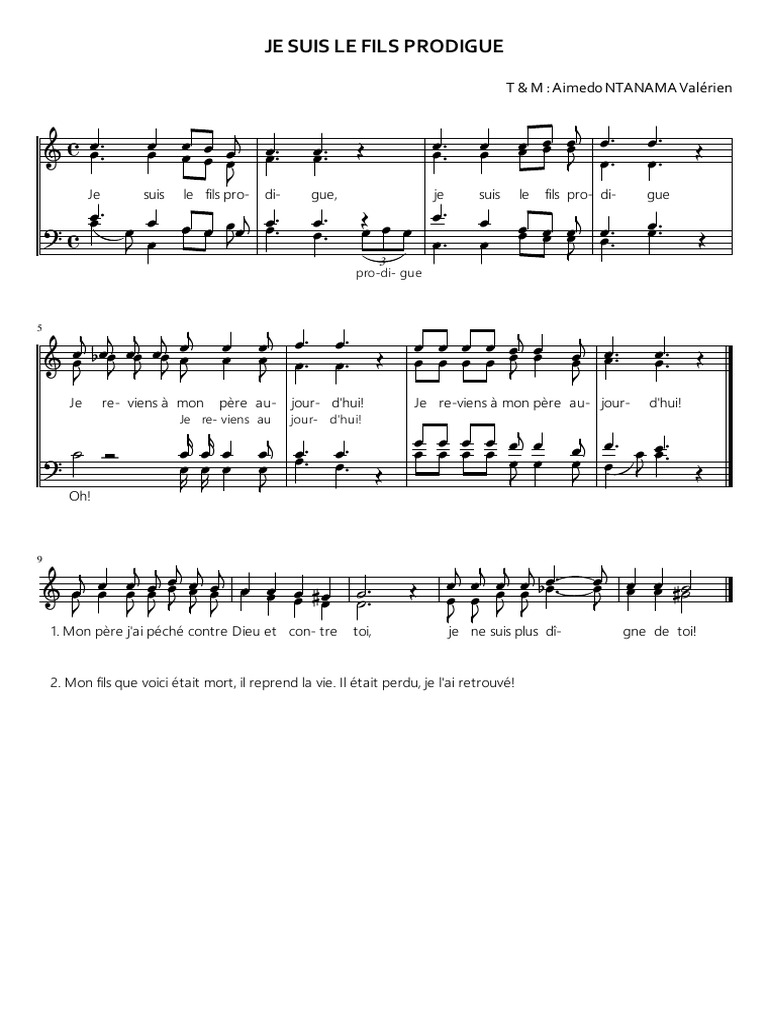 Je Suis Le Fils Prodigue | PDF