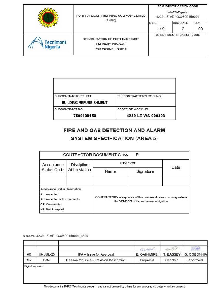 Fire and Gas Detection System Specs | PDF