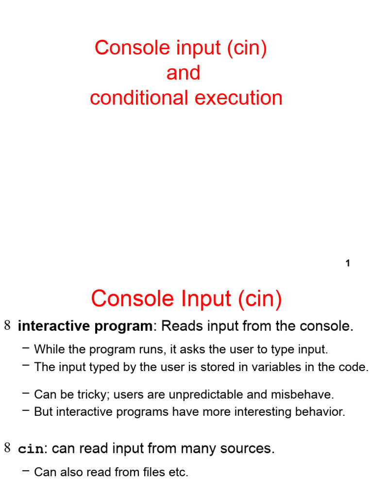 5.lec5 Cin If Else | PDF | Teaching Methods & Materials | Technology & Engineering