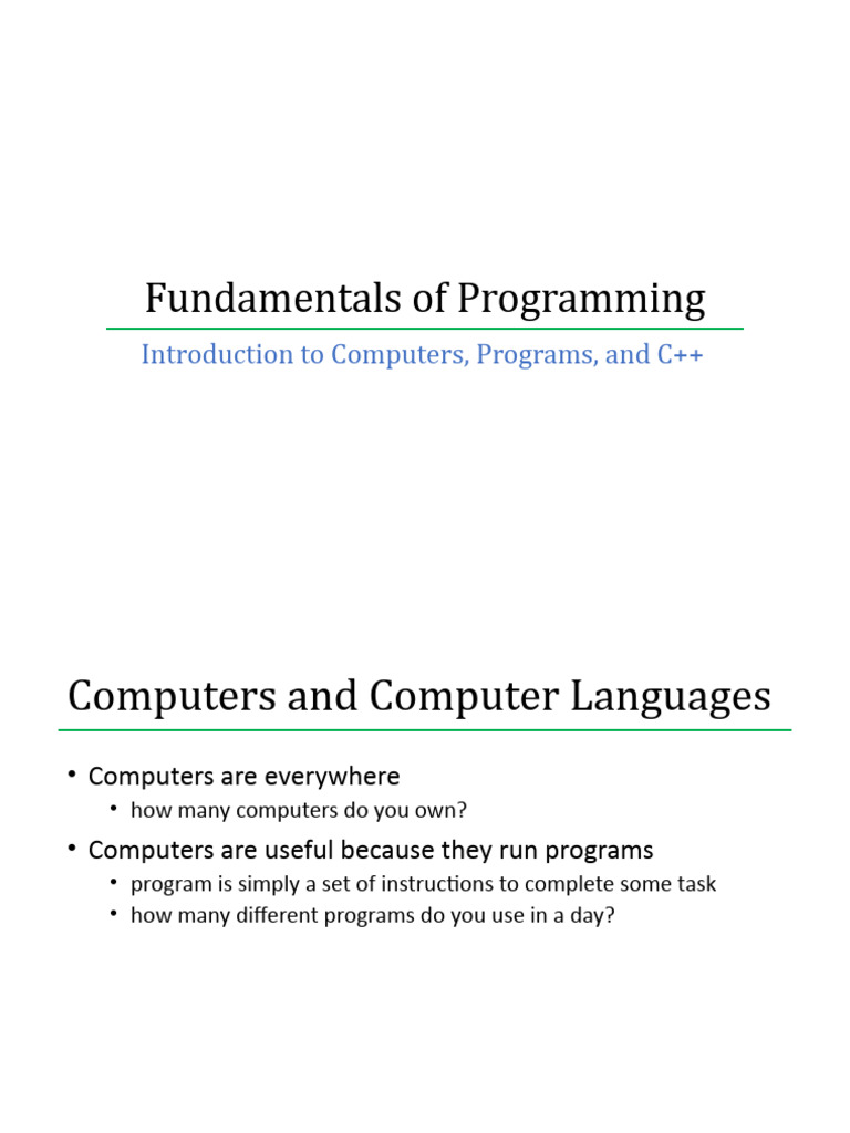 Lec1 - Introduction To Computers, Programs, and C++ | PDF | Computers | Technology & Engineering