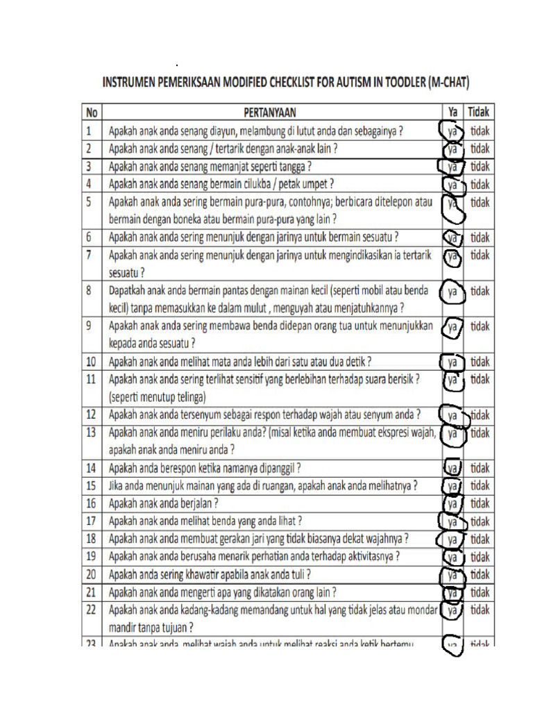 M-Chat Deteksi Dini Autisme | PDF