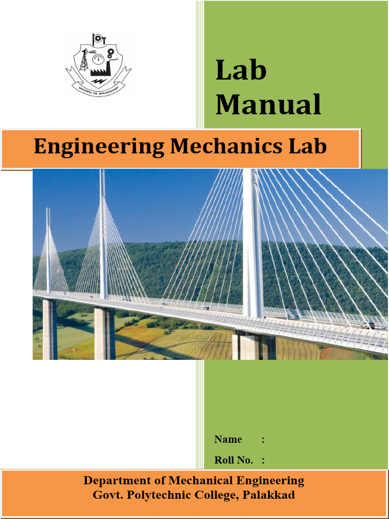 Lab Manual, Engg Mechanics Lab 1 of 2 | PDF