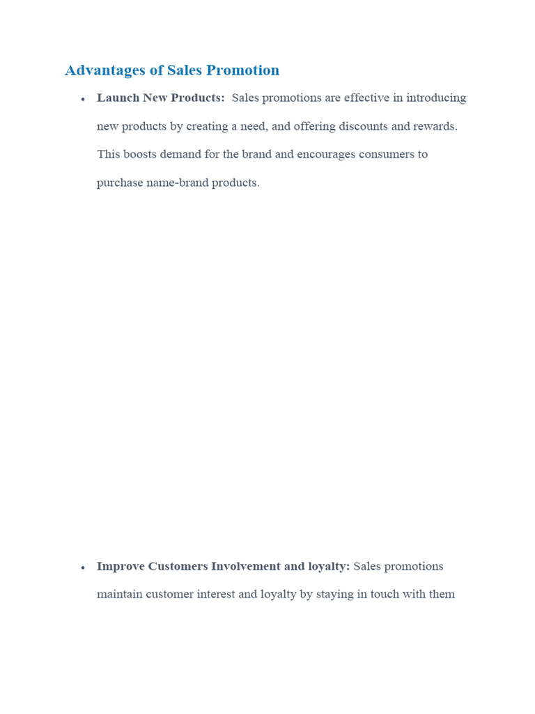 Advantages of Sales Promotion | PDF