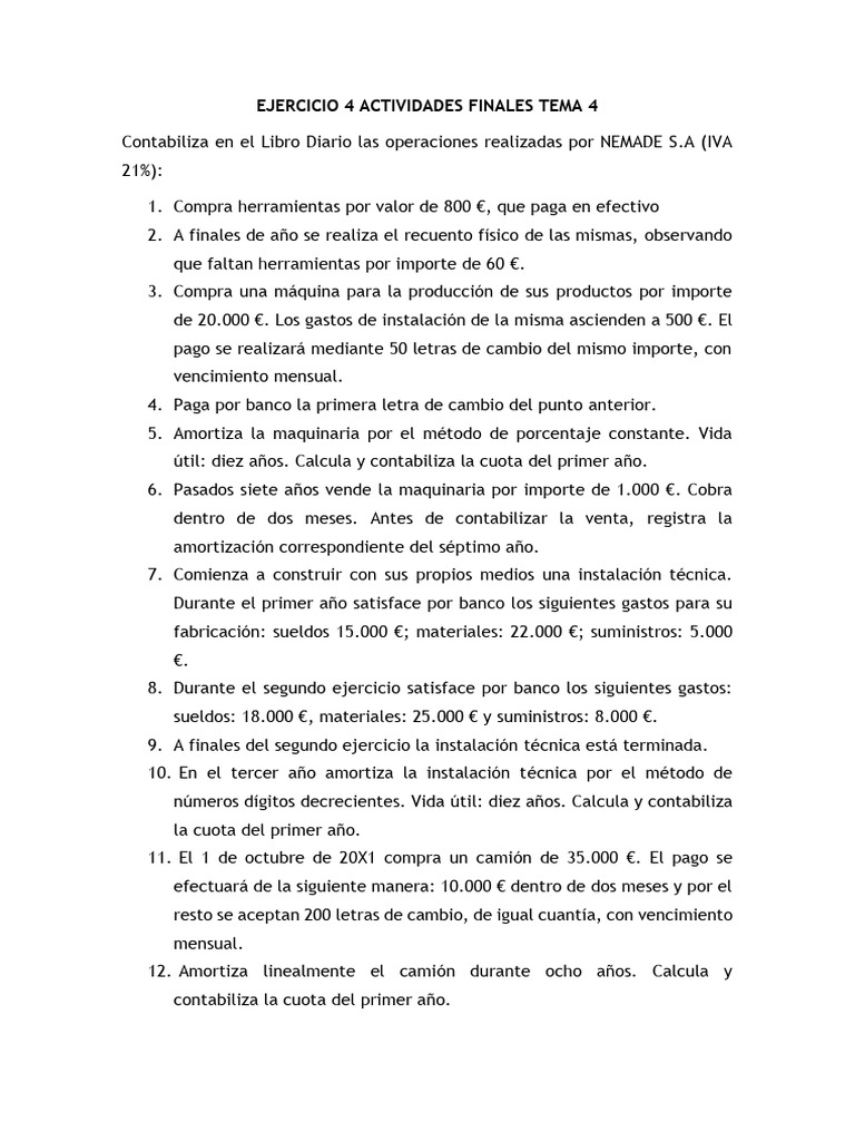 Contabilidad de NEMADE S.A. | PDF