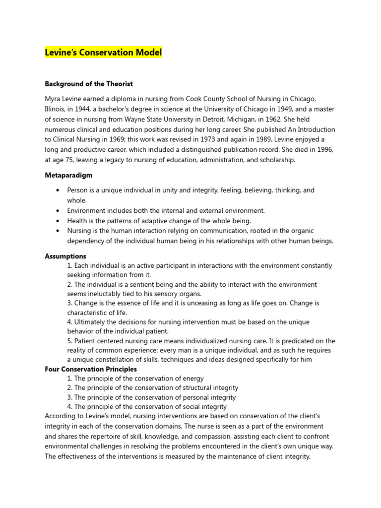 Levine Conservation Model | PDF
