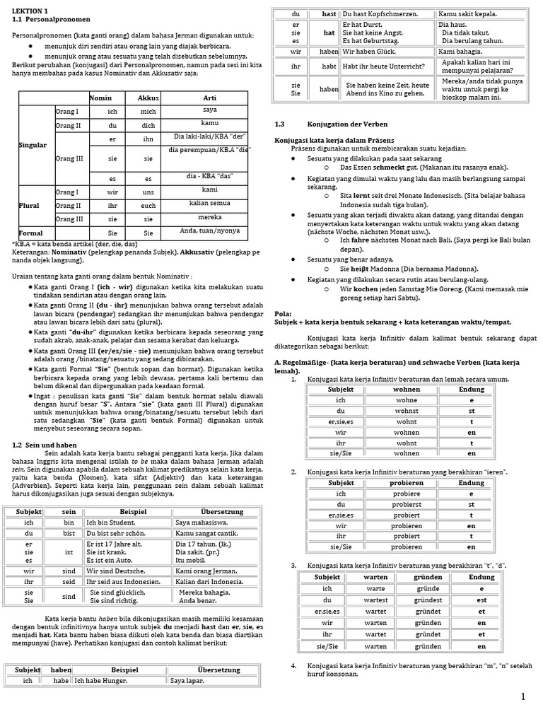 Gramatik Bahasa Jerman | PDF