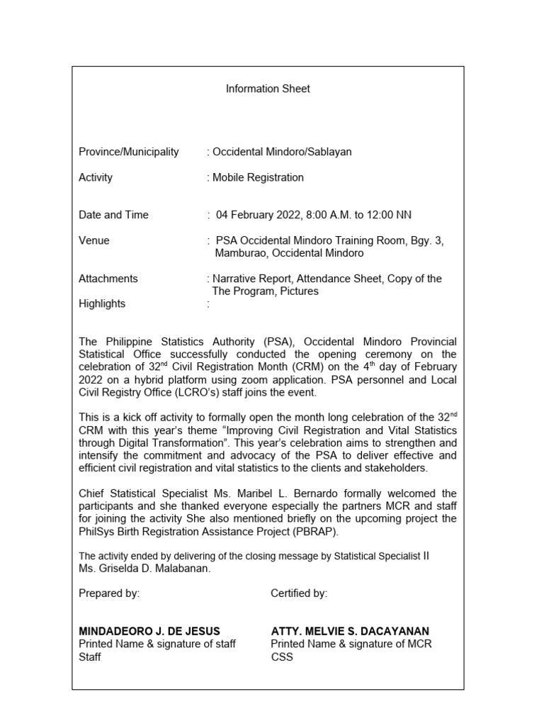 Info Sheet For LCRO Activities | PDF