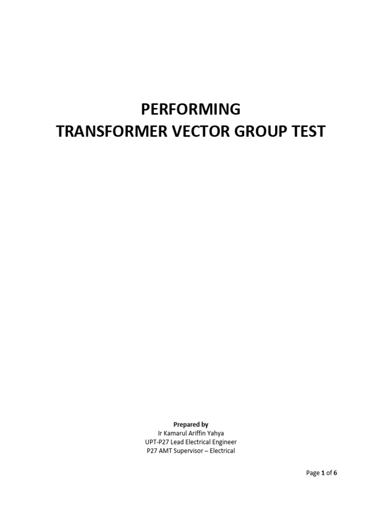 Transformer Vector Group Testing Guide | PDF | Electrical Equipment ...