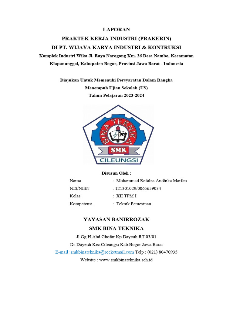 Laporan PKL Refalza Xii TPM 1-1 | PDF | Bisnis