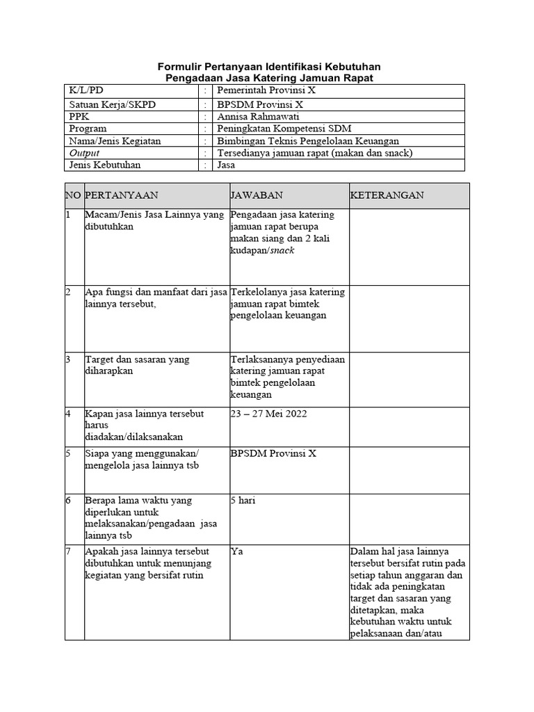 Lampiran 3 - Form Identifikasi Kebutuhan | PDF