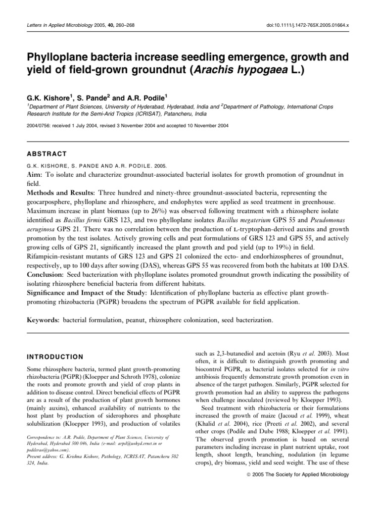 2005 Phylloplane Bacteria Increase Seedling | PDF