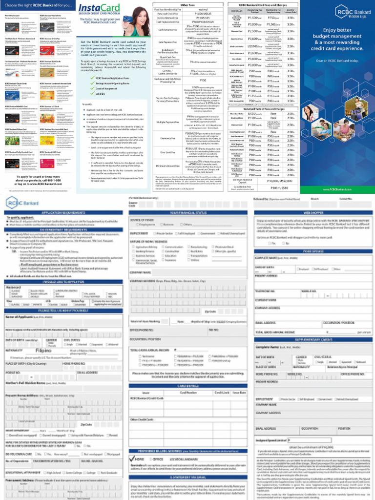 RCBC Credit Card App Form | PDF