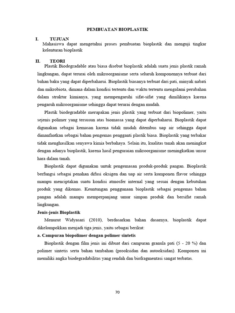 Laptap Pembuatan Bioplastik | PDF