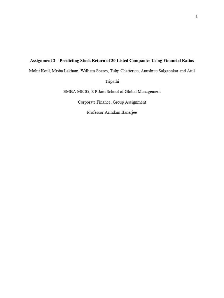 Stock Return Prediction via Financial Ratios | PDF | Dependent And Independent Variables | Stocks