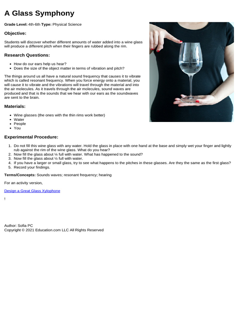 A Glass Symphony | PDF | Sound | Frequency