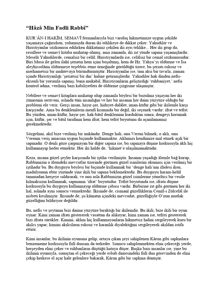 Hâzâ Min Fadli Rabbî | PDF