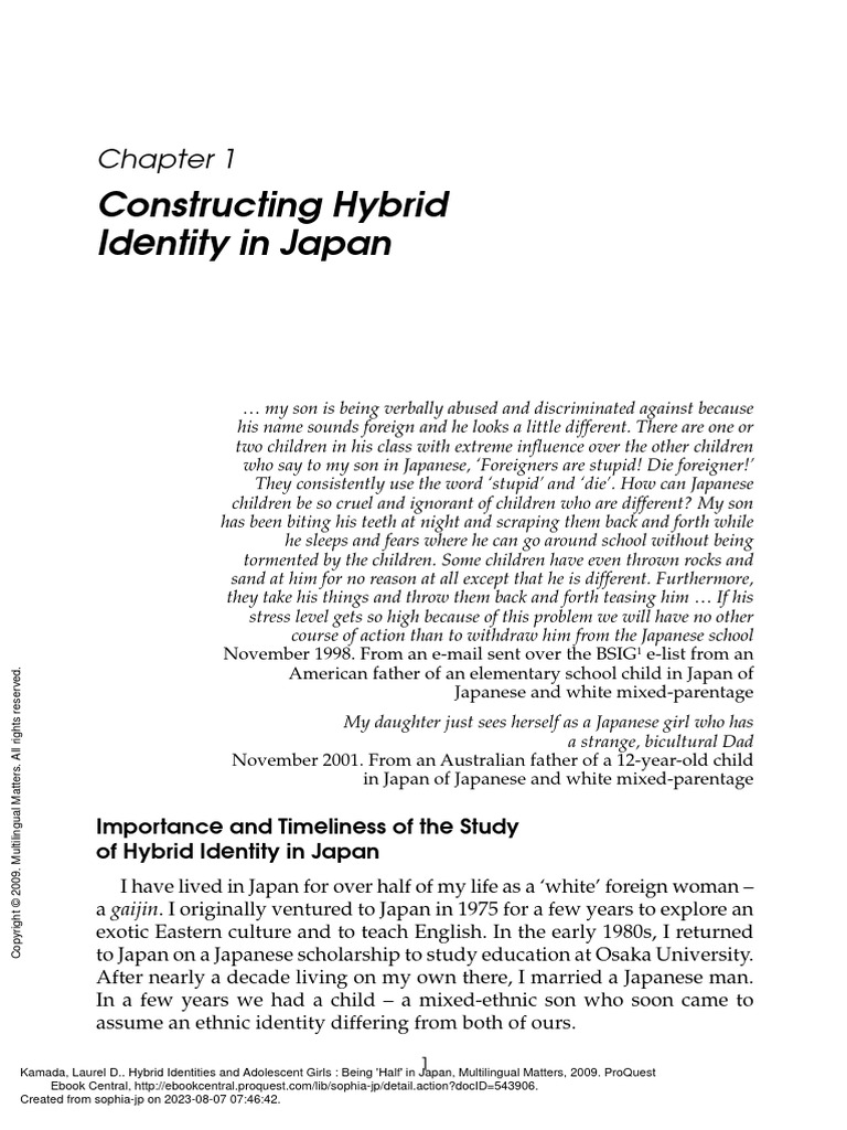 Hybrid Identities and Adolescent Girls Being 'Half... - (Chapter 1 ...