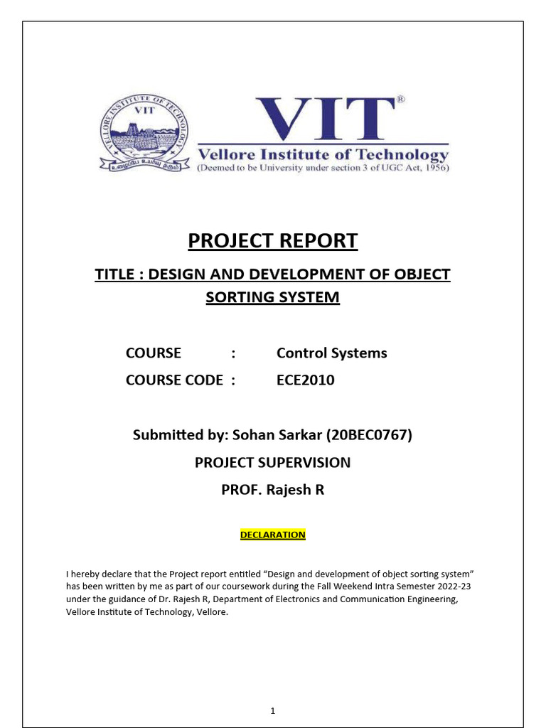 Control Systems FINAL REPORT | PDF | Internet Of Things | Arduino