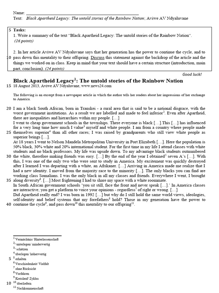 Apartheid Text | PDF