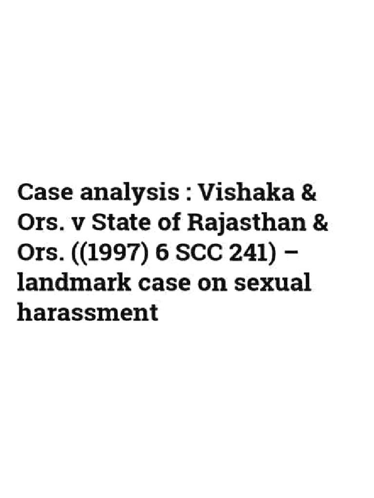 Judgment Vishaka V State of Rajasthan | PDF