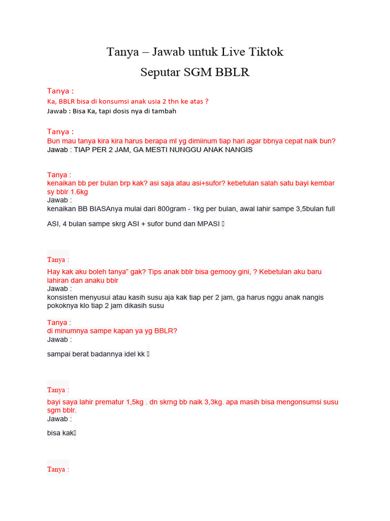 Tanya Jawab Seputar SGM BBLR | PDF