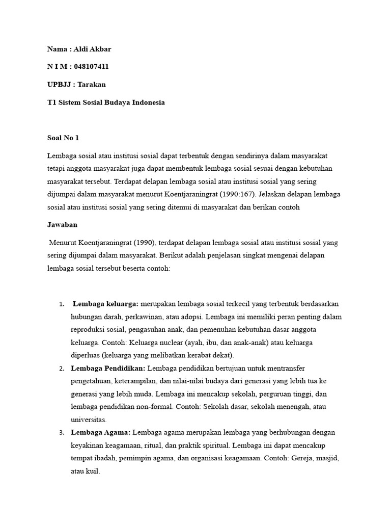 Aldi Akbar T1 Sistem Sosial Budaya Indonesia | PDF | Politik | Sejarah