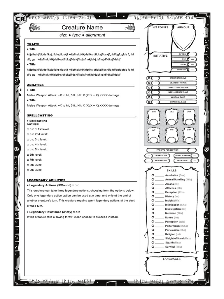 Expanded Stat Block Template | PDF