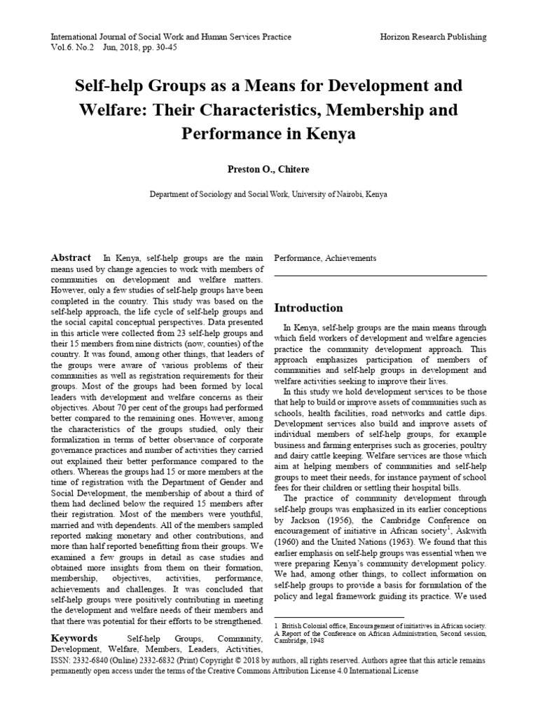 Self-Help Groups As A Means For Development and We | PDF | Social ...