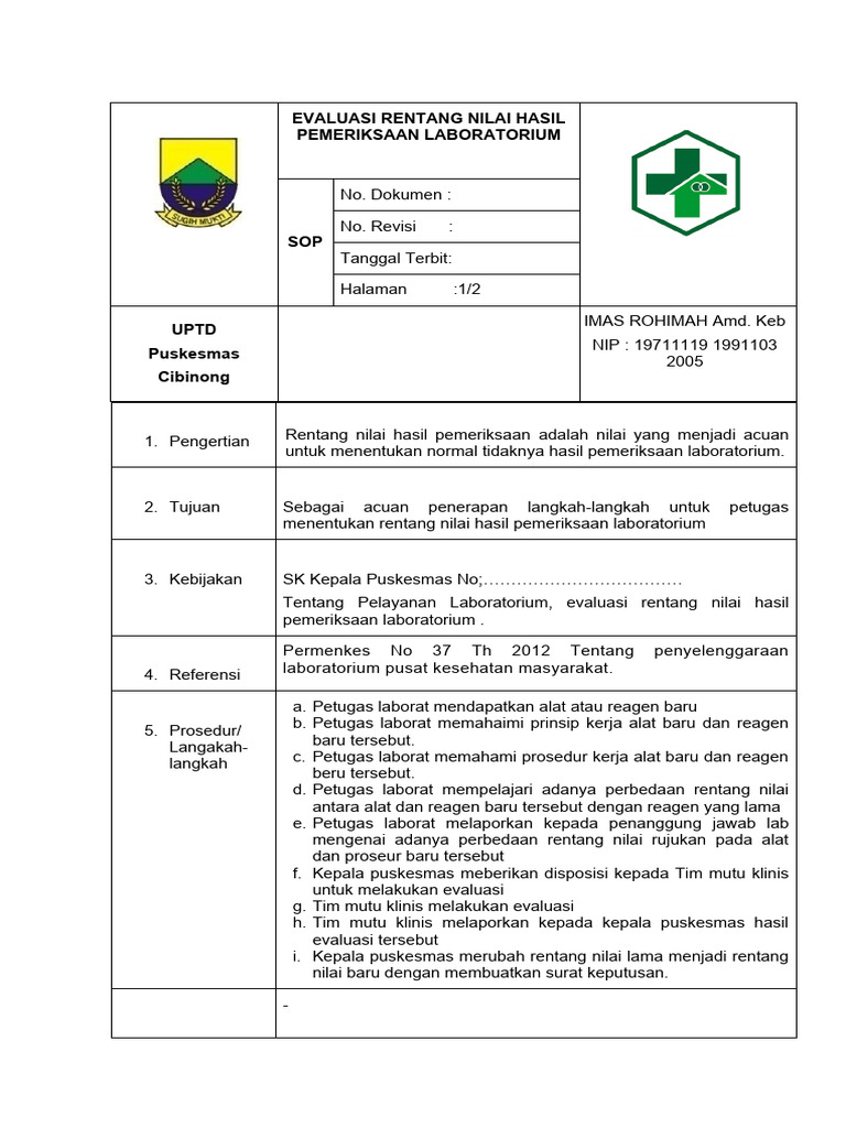 8.1.6.3 Sop Evaluasi TRHDP Rentang Nilai | PDF