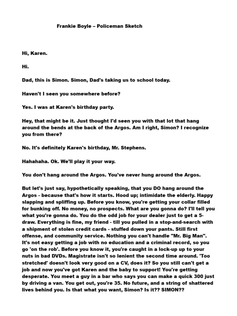 Frankie Boyle - Transcript (Ayako) | PDF | Mystery, Thriller & Crime Fiction