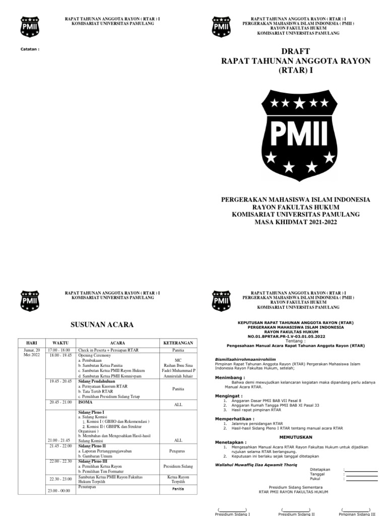 Draft Rtar Pmii Rafahum 2022-2023' | PDF