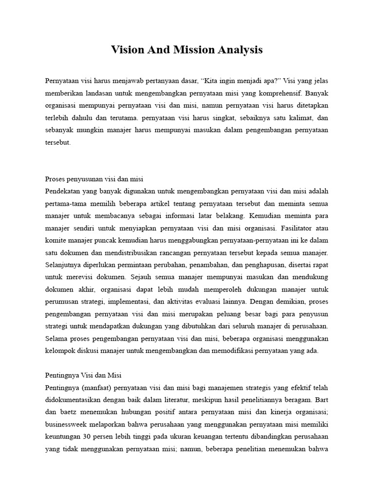 Vision and Mission Analysis | PDF