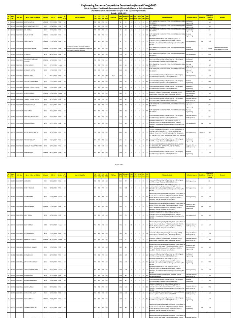 Engineering Entrance Competitive Examination (Lateral Entry) - 2023 | PDF | Science | Physical ...