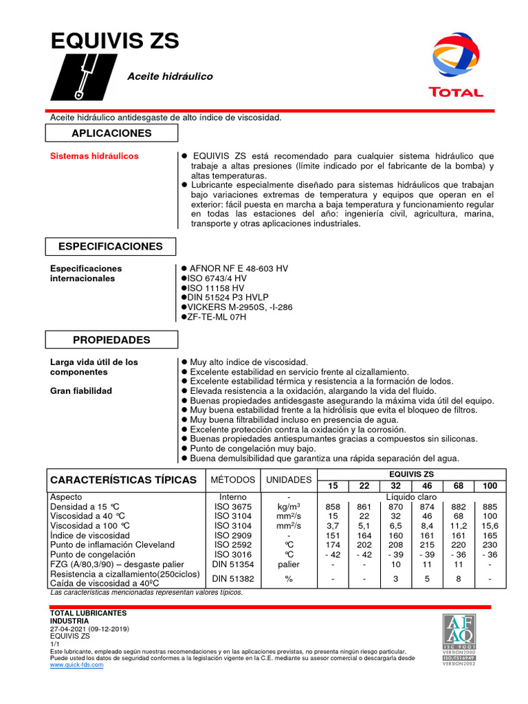 TDS Total Equivis-Zs-68 364 202104 Es Esp | PDF | Ciencias fisicas ...