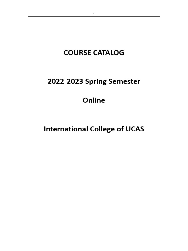 COURSE CATALOG 2022-2023 Spring Semester For Online Students | PDF ...