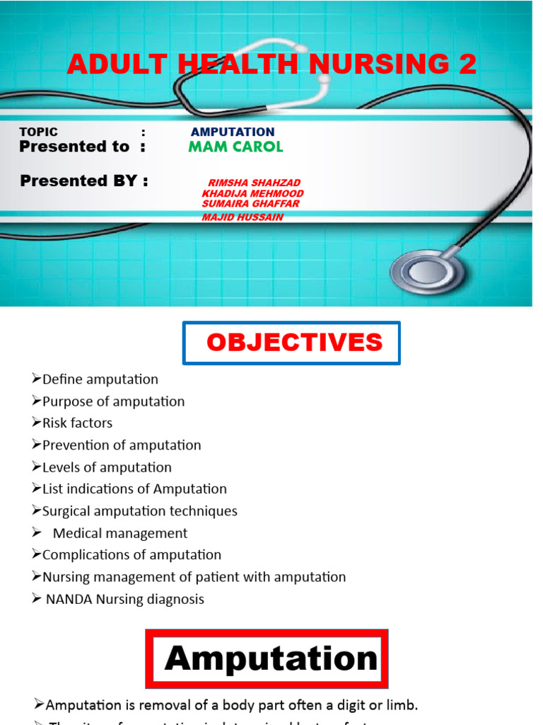 Amputation: Indications and Nursing Care | PDF