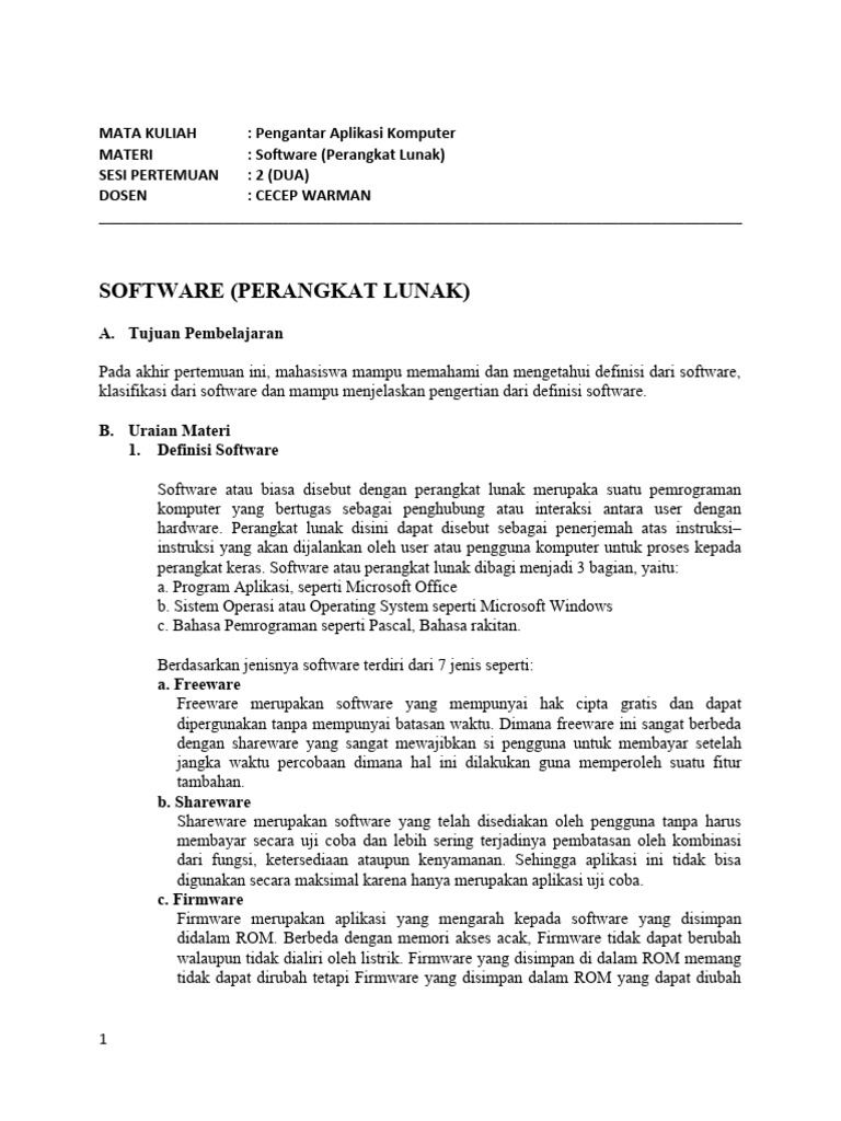 Definisi dan Jenis Software | PDF