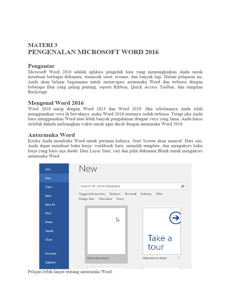 Materi 3 - Pengenalan Microsoft Word 2016 | PDF