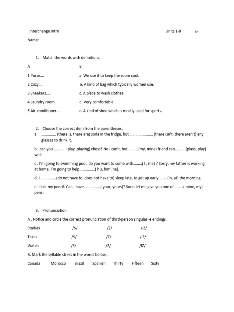 Interchange Intro Units 1 | PDF | Human Communication | Linguistics