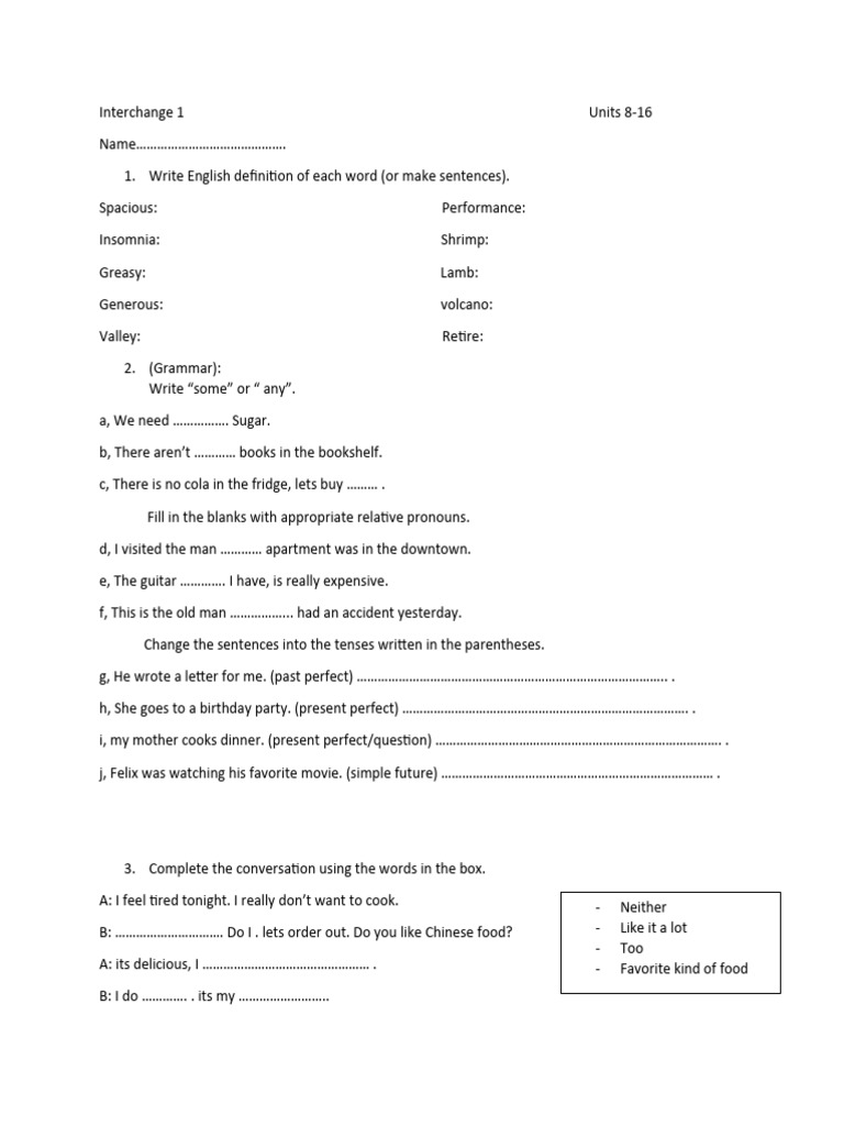 Interchange 1 Units 8 | PDF | Languages | Foreign Language Studies