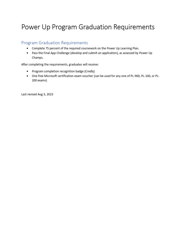 Power Up Program Graduation Criteria | PDF | Business