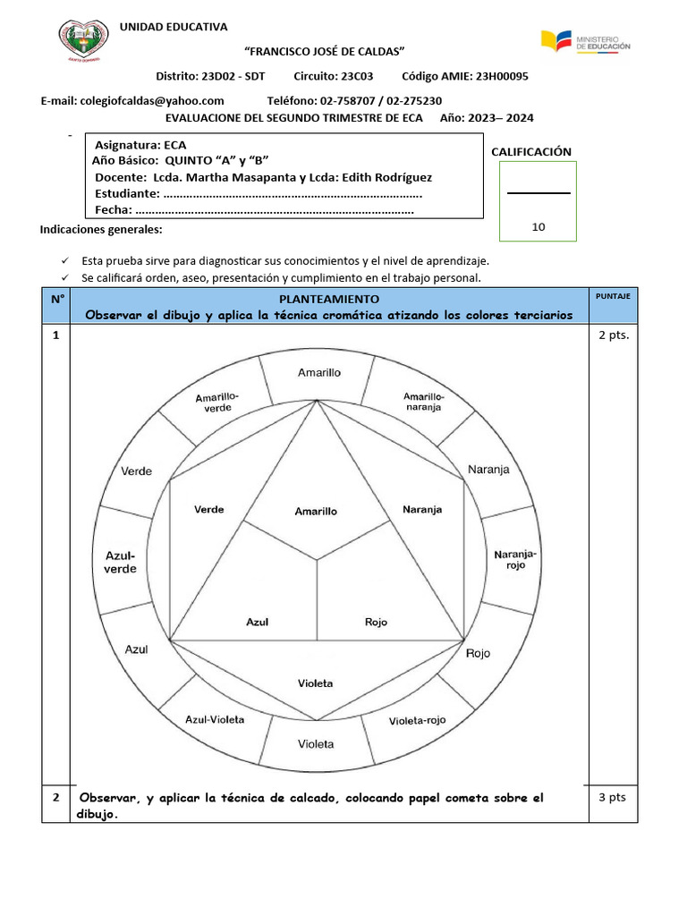 Evaluacion de Eca Segundo Trimestre Nuevo | PDF