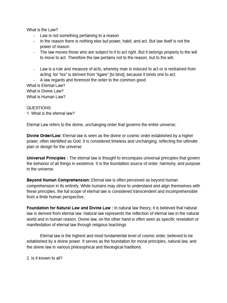 Eternal Law | PDF | Thomas Aquinas | Natural Law