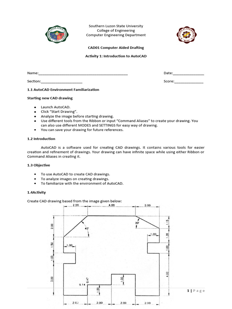 CAD01 - Activity 1 | Download Free PDF | Computer Aided Design | Auto Cad