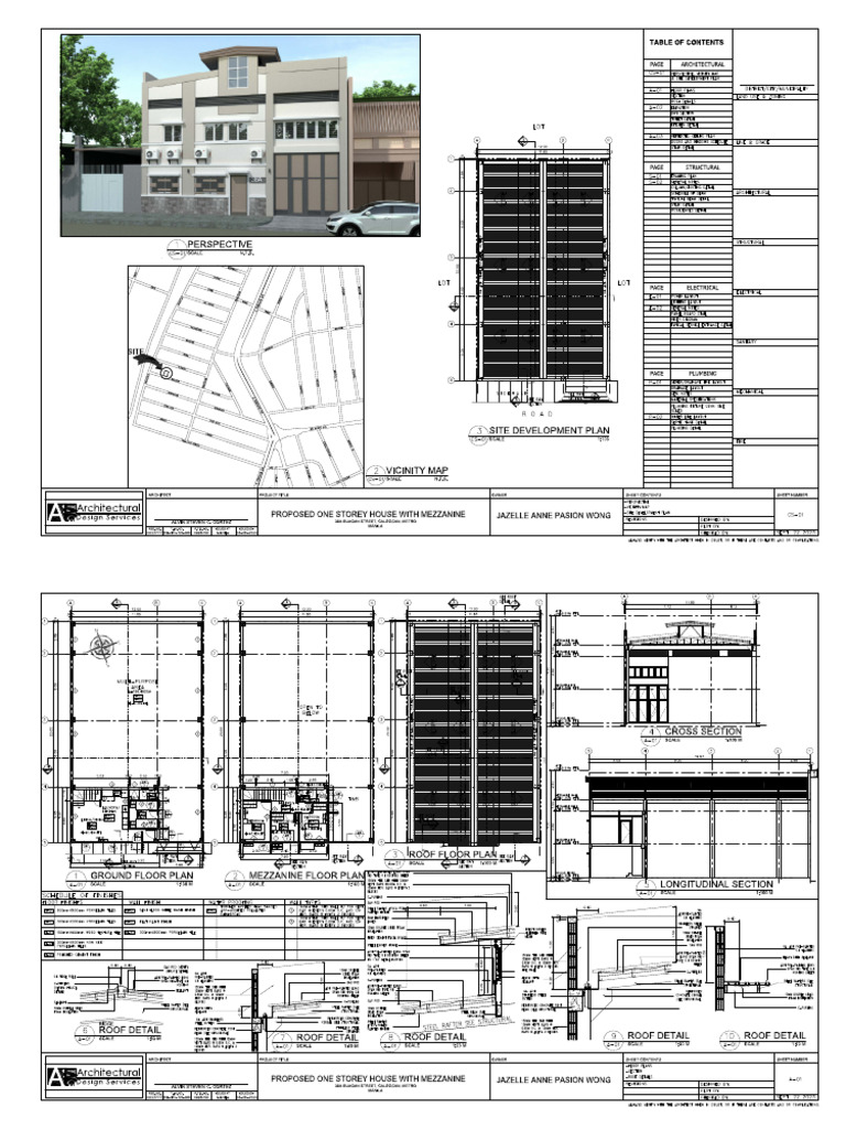 Complete Drawing Buagan Proposed One Storey House With Mezzanine | PDF | Buildings And ...