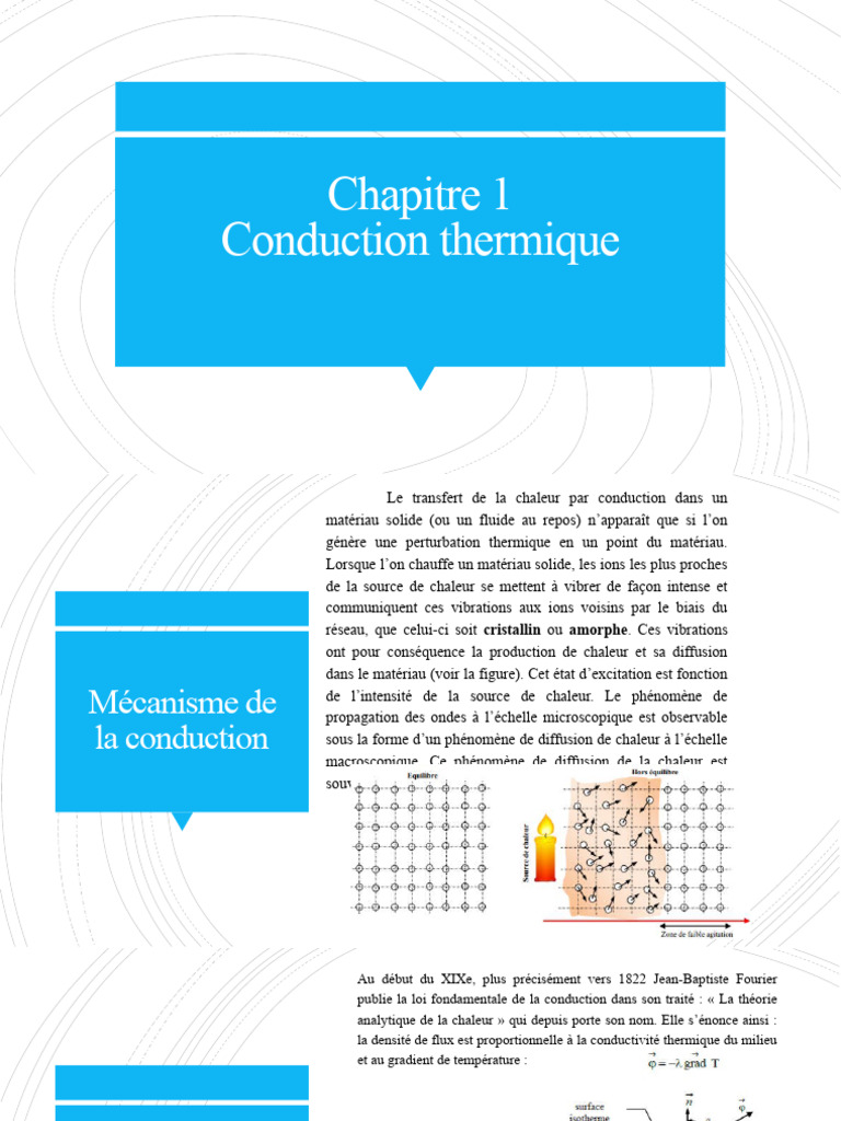 Chapitre 1 | PDF | Conduction thermique | Transfert thermique