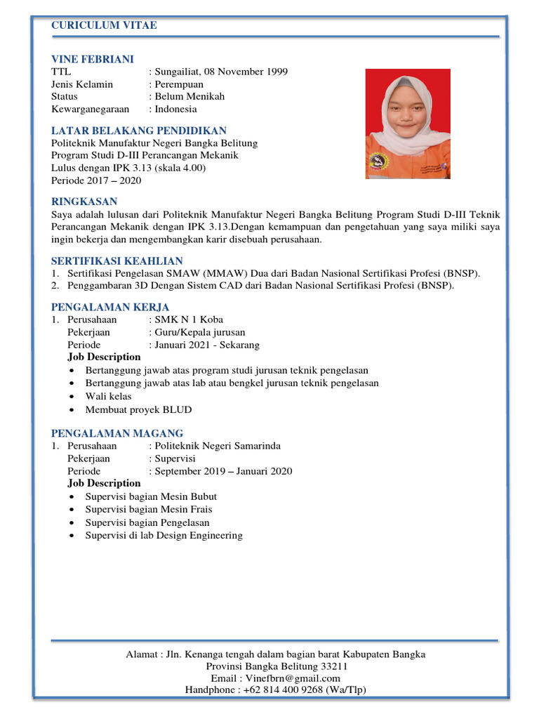 Contoh CV Lamaran Kerja | PDF | Komputer