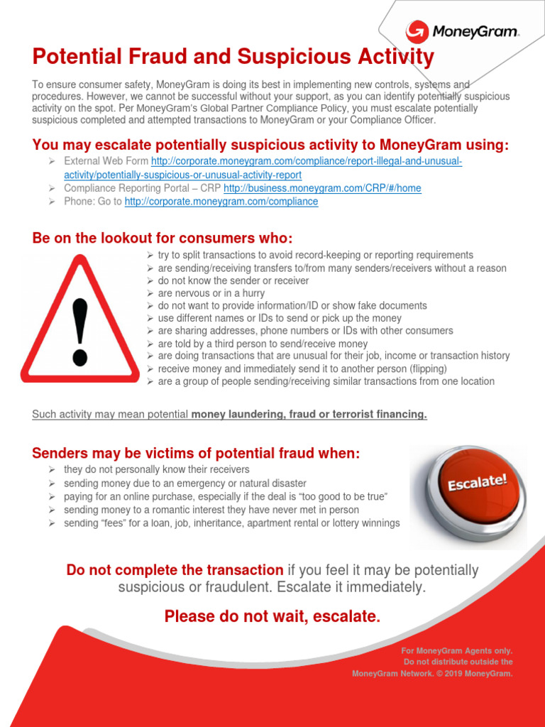 ENGLISH Potential Fraud and Suspicious Activity Flyer - International ...