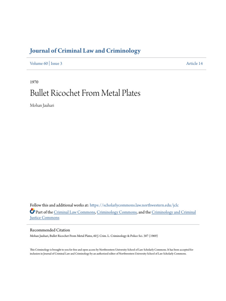 Bullet Ricochet From Metal Plates | PDF | Bullet | Projectile Weapons