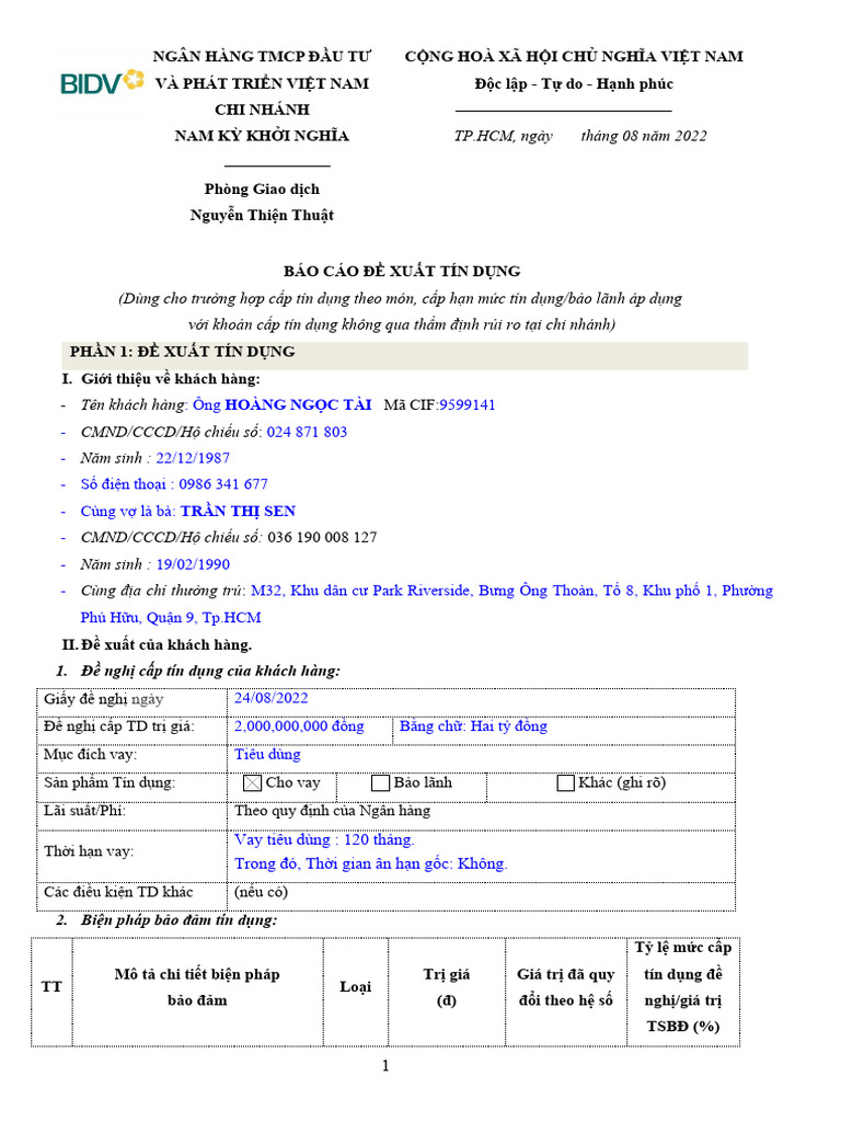 MAU SO 2.1c-A BAO CAO DE XUAT TIN DUNG | PDF